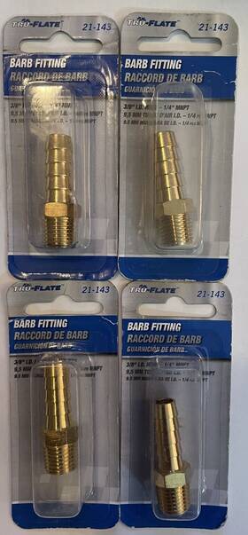 21-143 TRU FLATE Set Air Line Compressor Male Barbed Hose